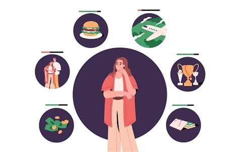 코칭 휠 심리학 개념 삶의 균형과 조화를 추정하는 사람 그 영역과 범주 관계 금융 및 여행 흰색 배경에 격리된 플랫 벡터 그림