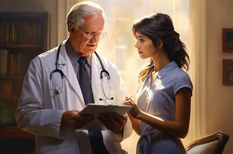 Premium Ai Image Doctor Sharing Data With Patient Generative Ai