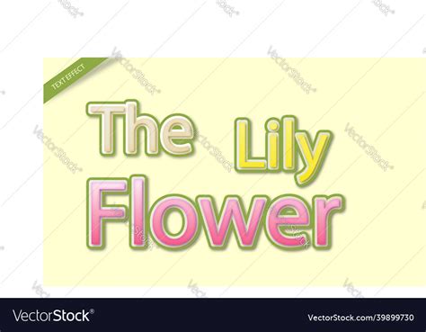 Lily Flower Text Effect Design Template Royalty Free Vector