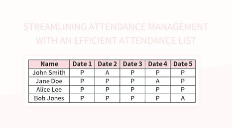 Free Attendance List Templates For Google Sheets And Microsoft Excel Slidesdocs