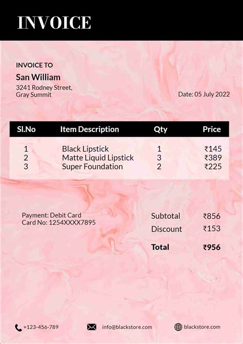 Beauty Invoices Design Templates