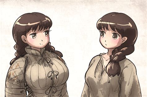 Twin Braids Sister And Single Braid Sister Ordo Mediare Sisters Drawn