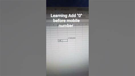 How To Add Zero Before Mobile Number In Microsoft Excel Youtube