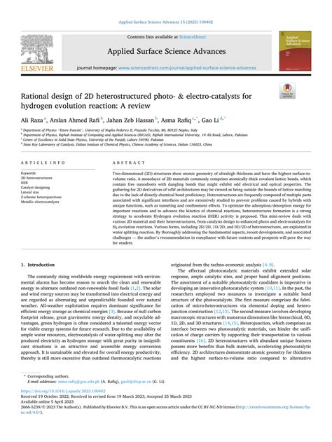Pdf Rational Design Of 2d Heterostructured Photo And Electro Catalysts