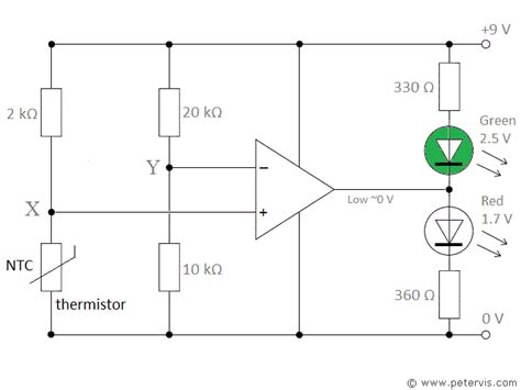 Op Amp Comparator With Ntc Driving Led Lights