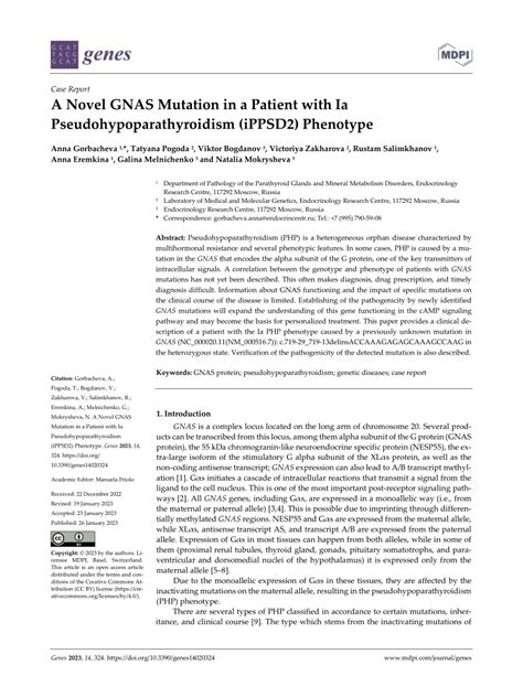 Pdf A Novel Gnas Mutation In A Patient With Ia
