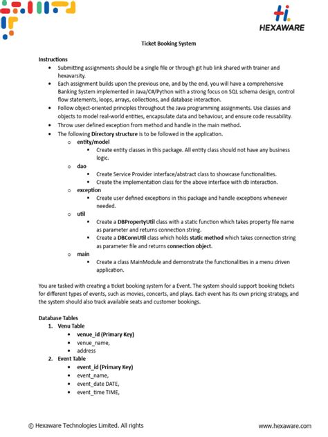 Assignment 5 Sql And Oops Ticket Booking System Pdf Class Computer Programming Method