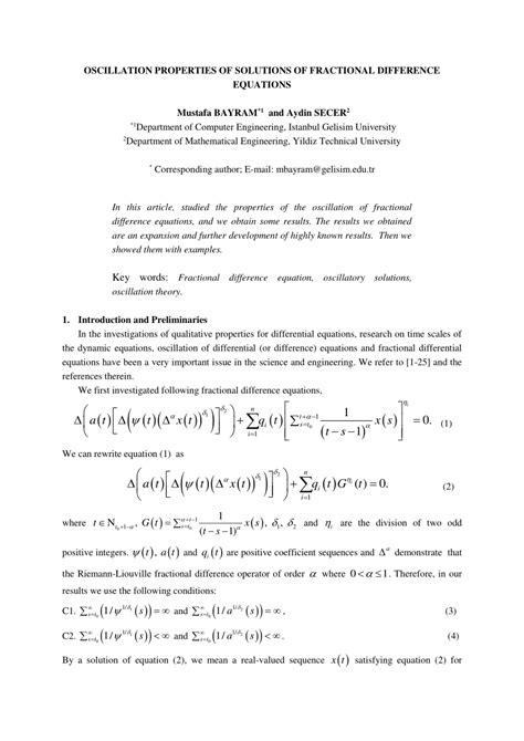 Pdf Oscillation Properties Of Solutions Of Fractional Difference