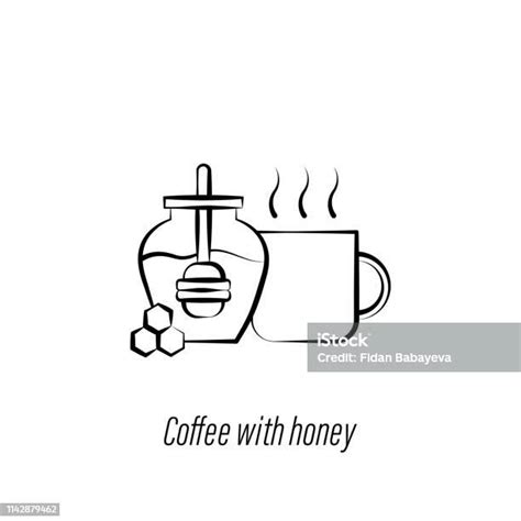 꿀 손 그리기 아이콘 커피 커피 그림 아이콘의 요소입니다 기호와 기호는 웹 로고 모바일 앱 Ui Ux에 사용할 수 있습니다 검은색에 대한 스톡 벡터 아트 및 기타 이미지