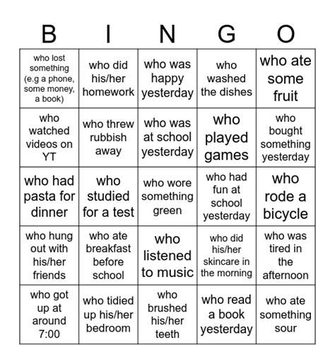 Find Someone Bingo Card
