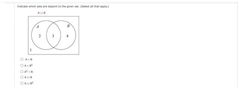 solved indicate which sets are disjoint to the given set