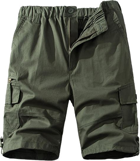 Mylldey Mens Cargo Shorts Elastic Waist Cotton Shorts Relaxed Fit Casual Summer