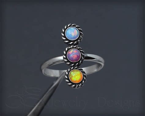 3 Stone Vertical Ring Wbirthstones Or Opals Le Jewelry Designs