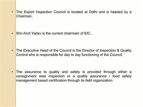 Export Inspection Council And Fssai Pptx