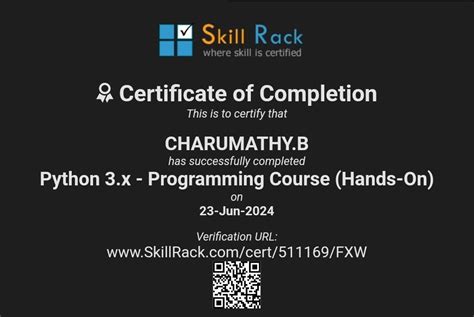 Charumathy Baskaran On Linkedin Sql Python Certification Skillrack Continuouslearning