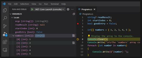 C The VS Code Debugger Interface Code Thingys