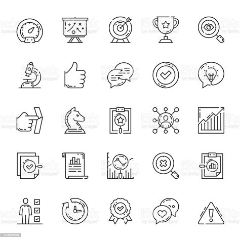Line Icon Set Of Assessment Stock Illustration Download Image Now