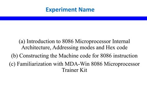 8086 Micro Processor And Mda 8086 Trainer Kit Ppt