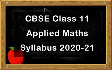 Cbse Class 11 Applied Maths Syllabus 2020 21