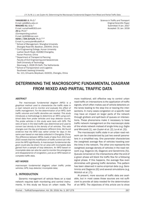 Pdf Determining The Macroscopic Fundamental Diagram From Mixed And Partial Traffic Data