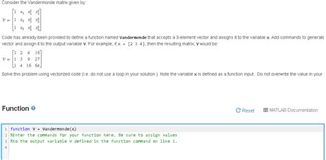 Solved Consider The Vandermonde Matrix Given By 1 X1 X2 X V