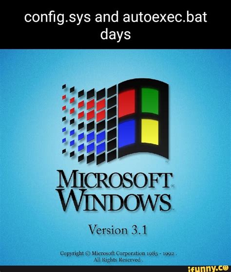 Configsys And Autoexecbat Days I Microsoft Windows Version 31