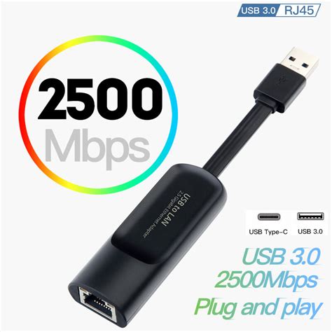 2500mbps Type C To Rj45 이더넷 네트워크 카드 변환기 Macbook 용 Usb 25g 외부 유선 네트워크 카드 이더넷 어댑터 허브 네트워킹