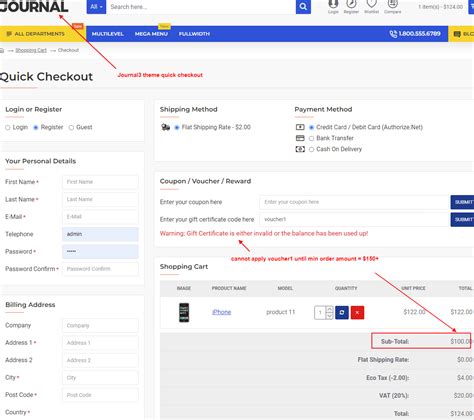 OpenCart Min Order Total Validation At Gift Voucher