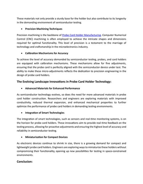 The Precision Behind Probe Card Holders A Deep Dive Into Semiconductor Testing Pdf