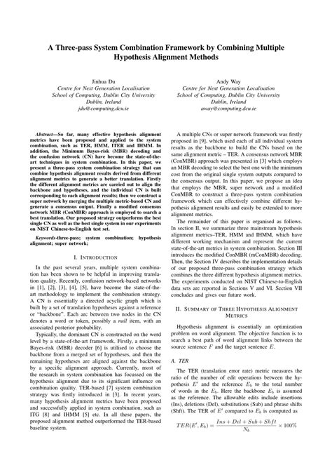 Pdf A Three Pass System Combination Framework By Combining Multiple