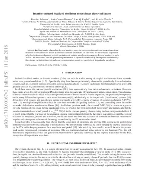 Pdf Induced Localized Nonlinear Modes In An Electrical Lattice Ricardo Chacón