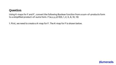 Solved Using K Maps For F And F Convert The Following Boolean