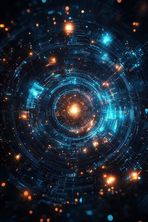 Abstract Futuristic Digital Interface With Vibrant Blue And Orange Hues