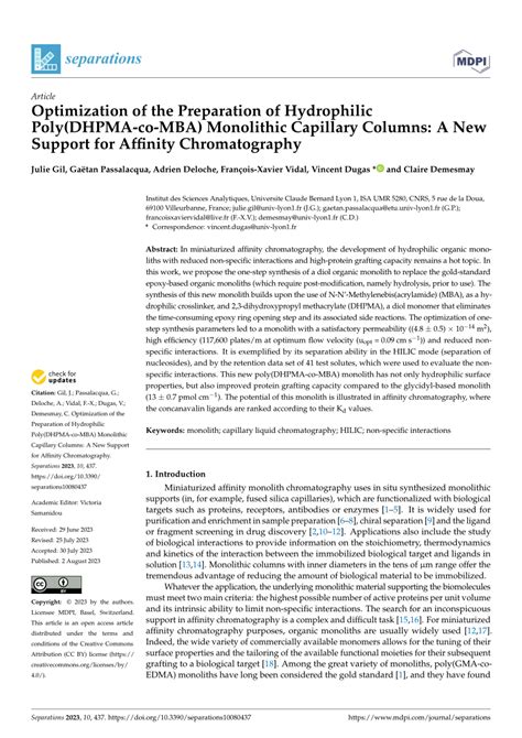 Pdf Optimization Of The Preparation Of Hydrophilic Polydhpma Co Mba