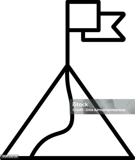 산에 깃발 간단한 윤곽선 아이콘입니다 책 상점 상점에 적합합니다 미니멀한 윤곽선 스타일로 편집 가능한 획 디자인 기호 개선에 대한 스톡 벡터 아트 및 기타 이미지 Istock