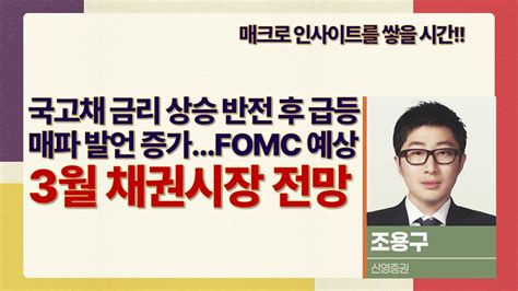 매파 발언 증가하는 연준 3월 Fomc 예상과 채권 전망은 3월fomc 채권전략 조용구연구원 신영증권 Youtube