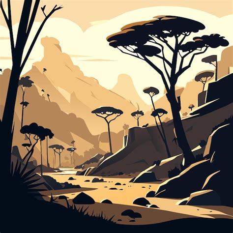 Premium Vector Beautiful Shot Of A Deserted Area With A Boulder Rock