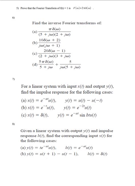 solved 5 prove that the fourier transform of ft 1 is