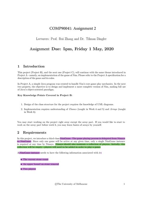 Comp90041 Sem1 2020 Assignment 2 Comp90041 Assignment 2 Lecturers