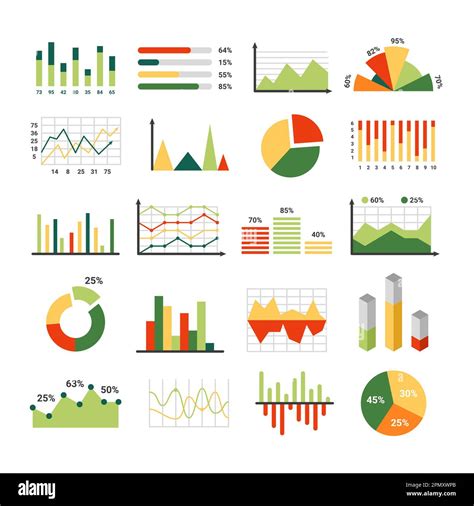 Infographic Elements Graph Chart And Bar Flat Business Presentation Objects For Financial
