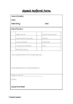 Speech Referral Form Speech Speech And Language Referrals
