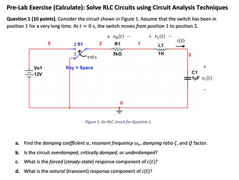 Solved Pre Lab Exercise Calculate Solve RLC Circuits Chegg Com