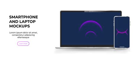 현대 노트북 모형 전면보기와 스마트 폰 모형 흰색 배경에 고립 된 고품질의 고품질은 화면에 현대적인 추상적 인 테마를 사용했습니다 벡터 디지털 모형 장치 개념 벡터 일러스트