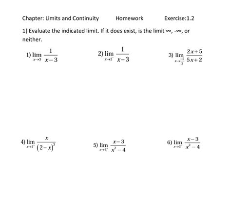 solved chapter limits homework exercise 1 1 3 evaluate