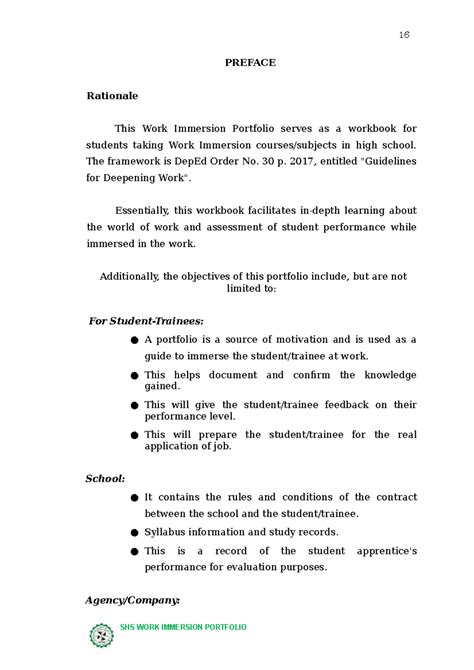 Mayang Final Portfolio PREFACE Rationale This Work Immersion