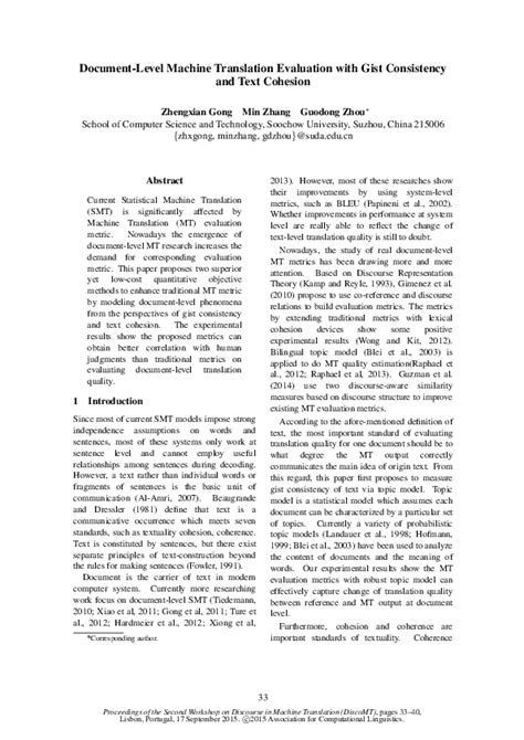 Pdf Document Level Machine Translation Evaluation With Gist Consistency And Text Cohesion