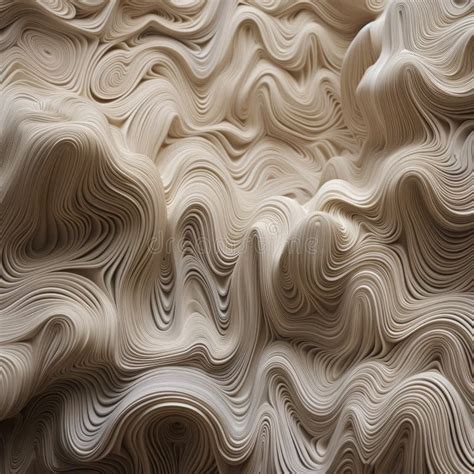 Artistic Paper Sculpture With Wavy Pattern Photobashing Style And Raw Texture Stock