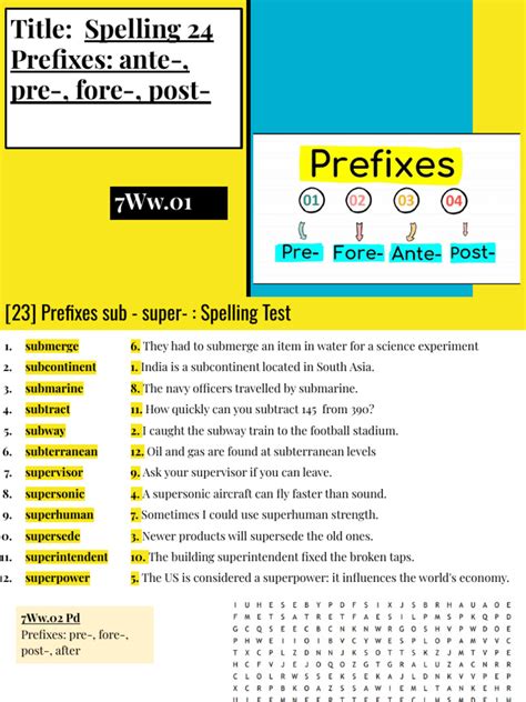 Prefixes Pre Fore Post After Pdf Language Arts And Discipline