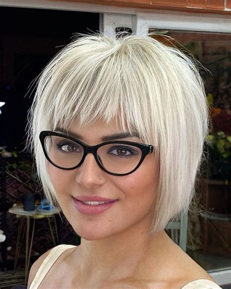 50 Inspiring Short Hairstyles With Bangs For Your Makeover Hair Adviser Blonde Bob With
