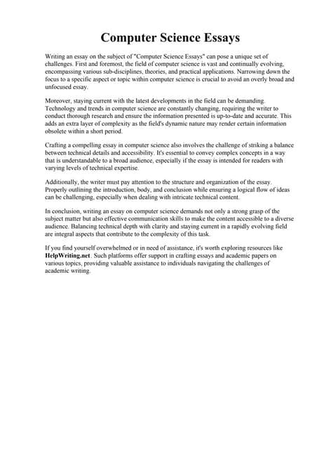 Computer Science Essays How To Write A Masters Thesis In Computer